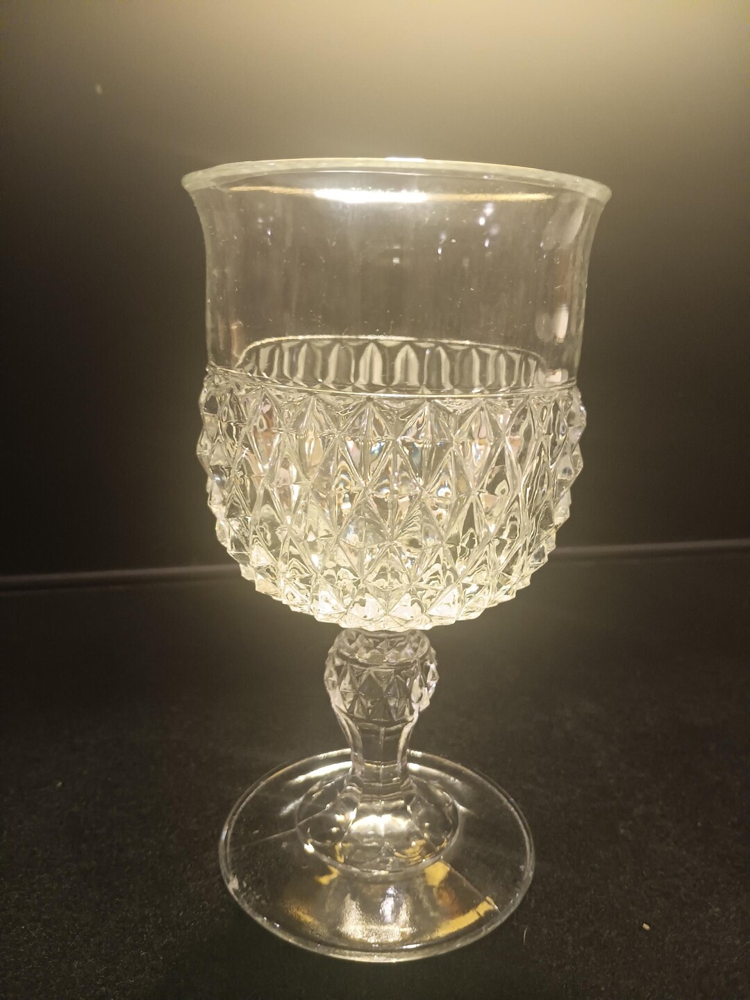 Diamond Point Molded Cut Glass Water Glasses 11" Large Indiana Vase - Etsy