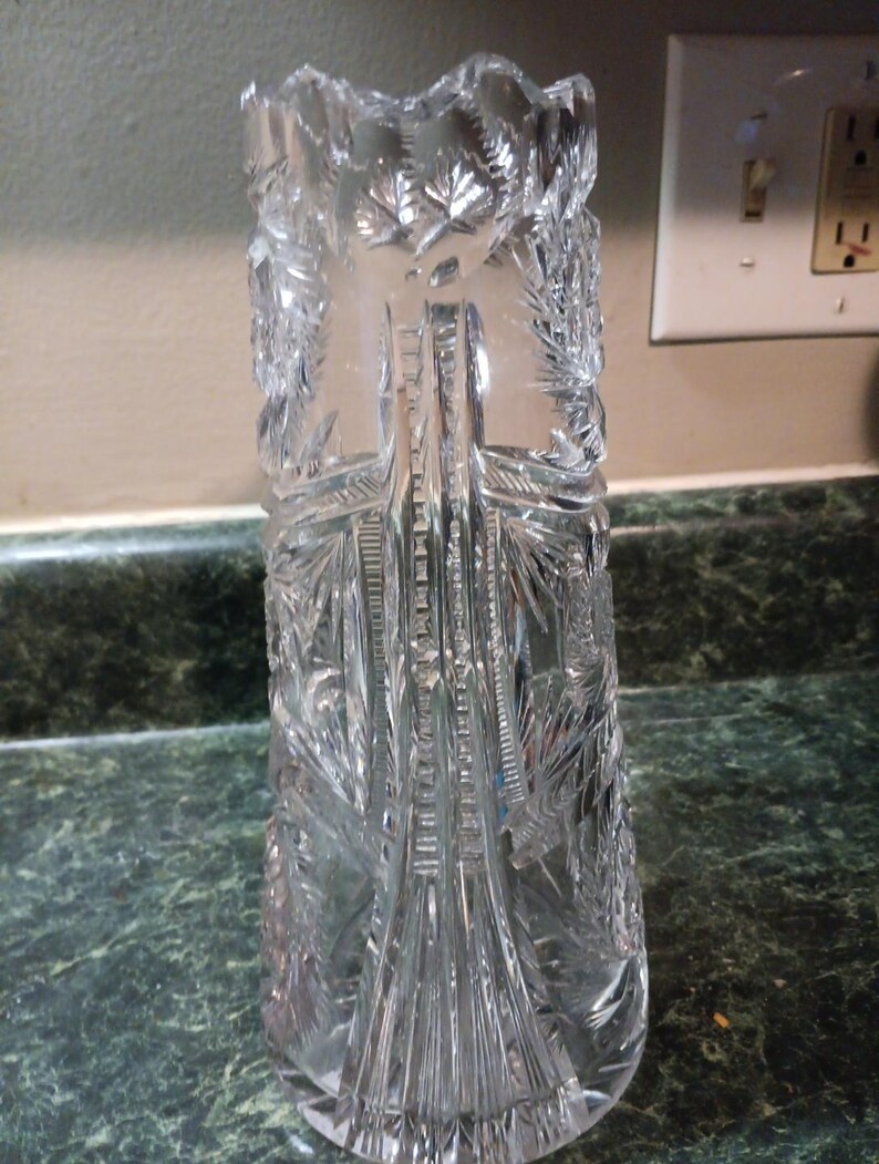 Antique Cut Glass Pitcher 10" Pinwheel Heavy Leaded Glass - Etsy