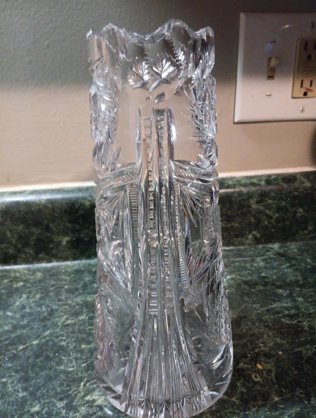 Antique Cut Glass Pitcher 10" Pinwheel Heavy Leaded Glass - Etsy