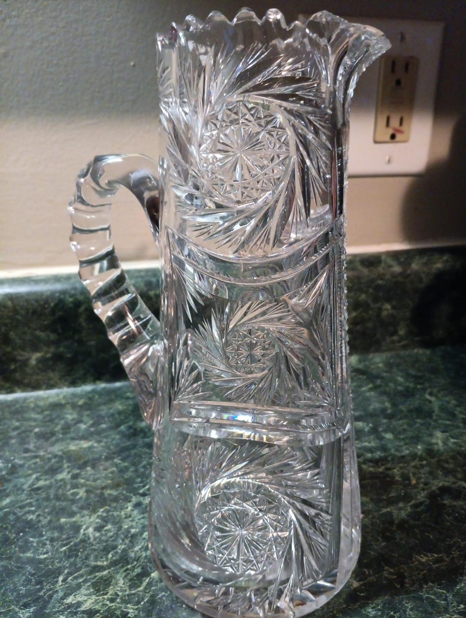 Antique Cut Glass Pitcher 10 Pinwheel Heavy Leaded Glass - Etsy