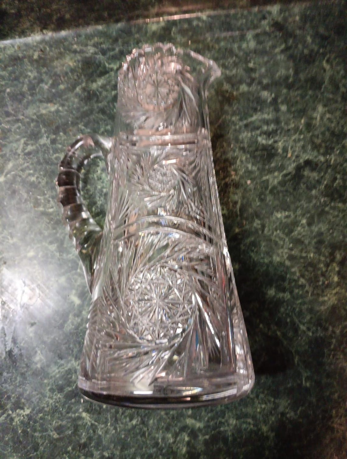Antique Cut Glass Pitcher 10" Pinwheel Heavy Leaded Glass - Etsy