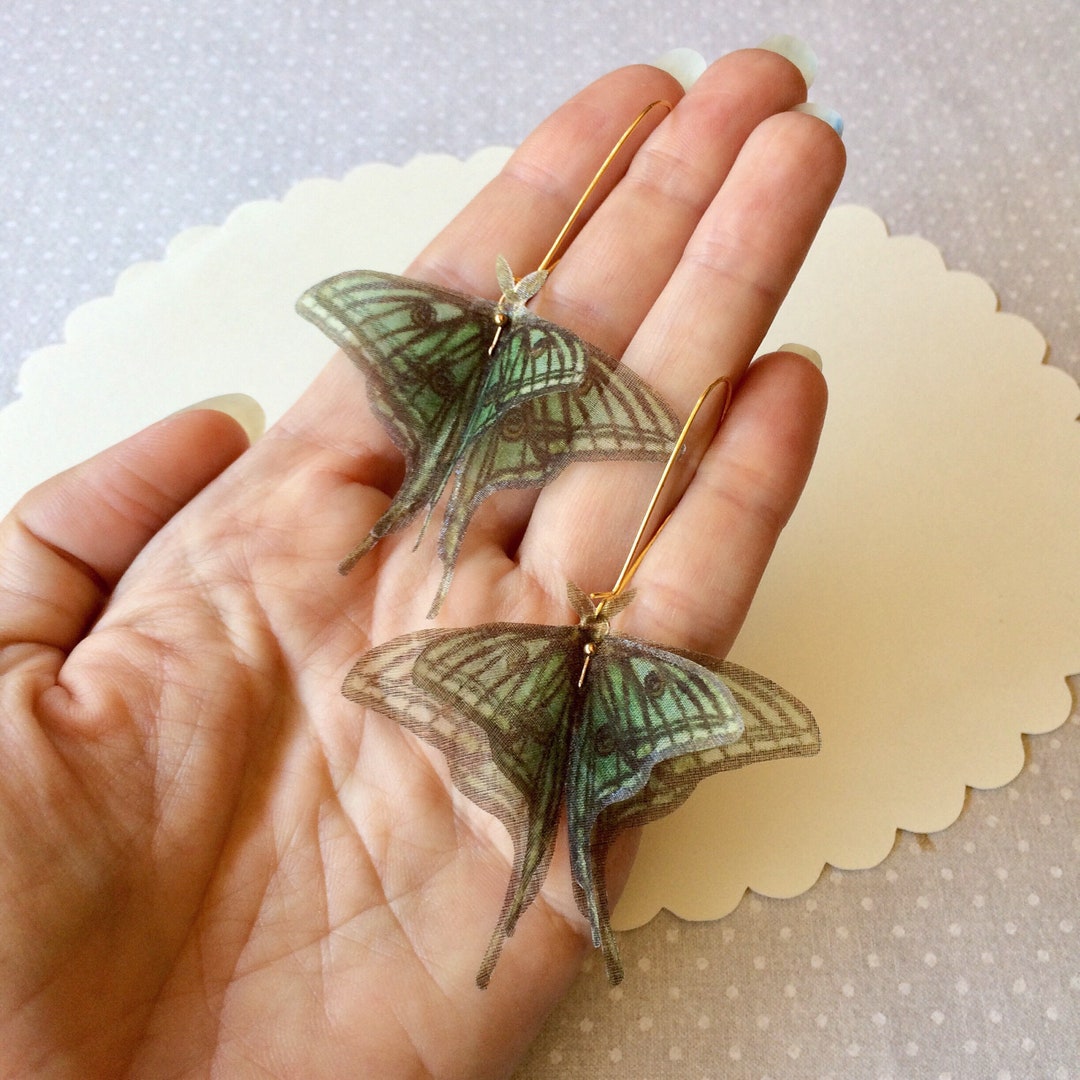 Spanish Moon Moth Earrings, Spanish Luna Moth, Silk Organza Earrings ...