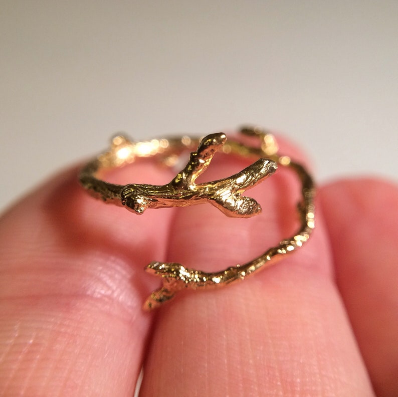 Twig Ring Branch Ring Brass Ring Gold Ring Adjustable | Etsy