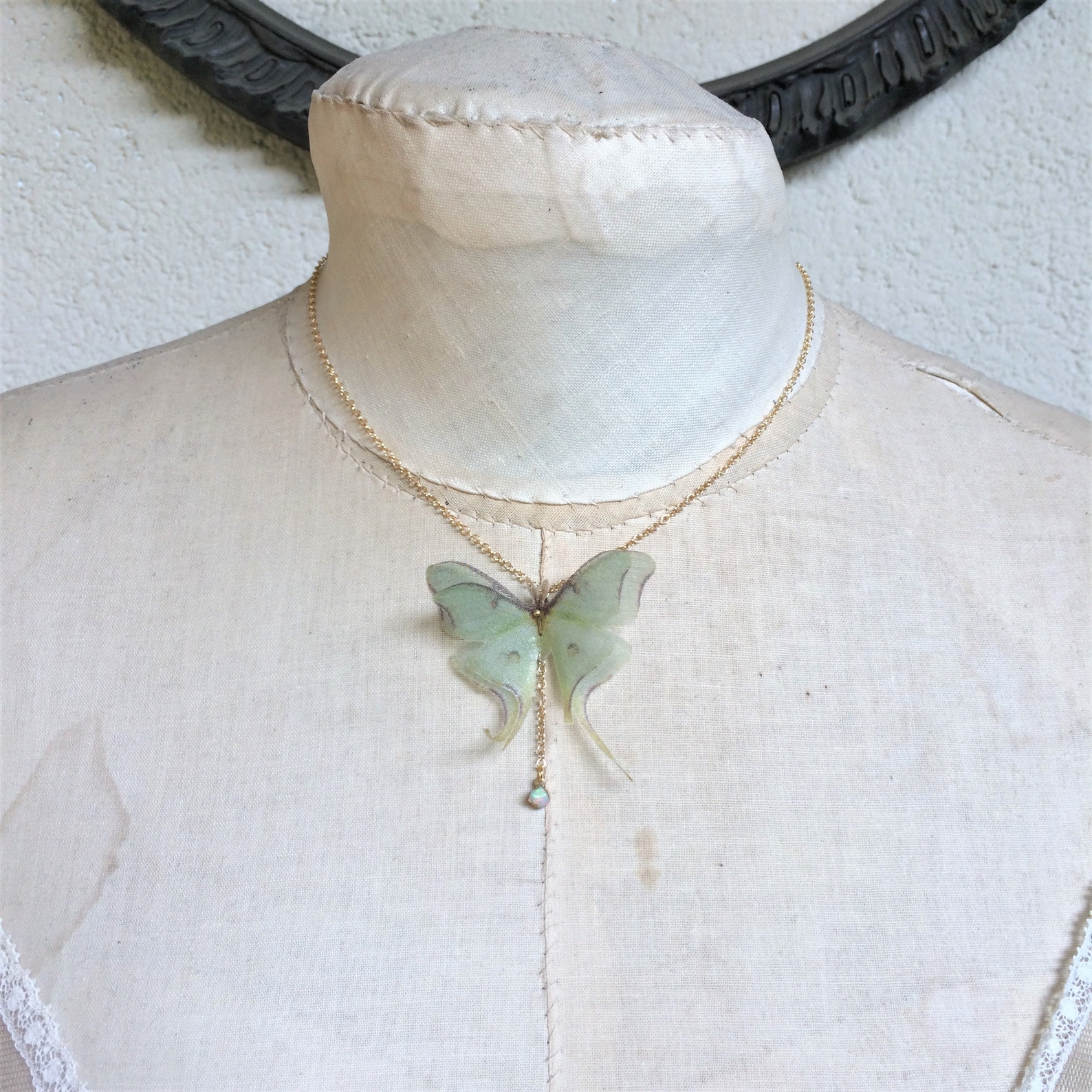 Luna Moth Necklace Opal Necklace Silk Organza Luna Moth Raw - Etsy