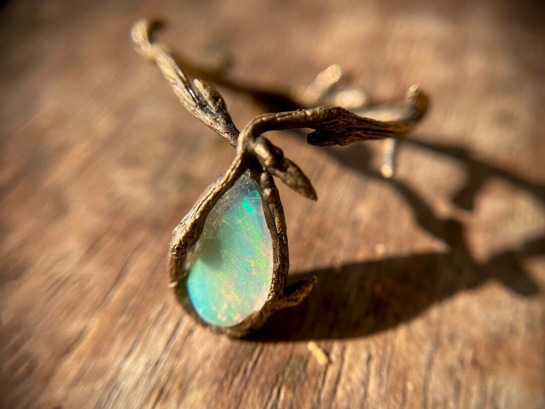 Opal Twig Ring, Opal Branch Ring, Oxidized Jewelry, Raw Opal, Woodland Ring, Botanical Ring ...