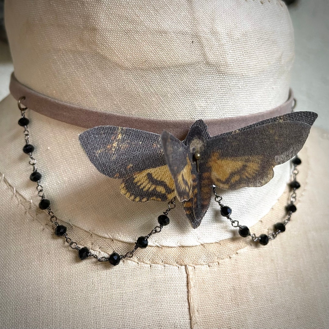 Deathhead Moth Choker, Deathhead Moth Necklace, Gothic Choker Necklace ...