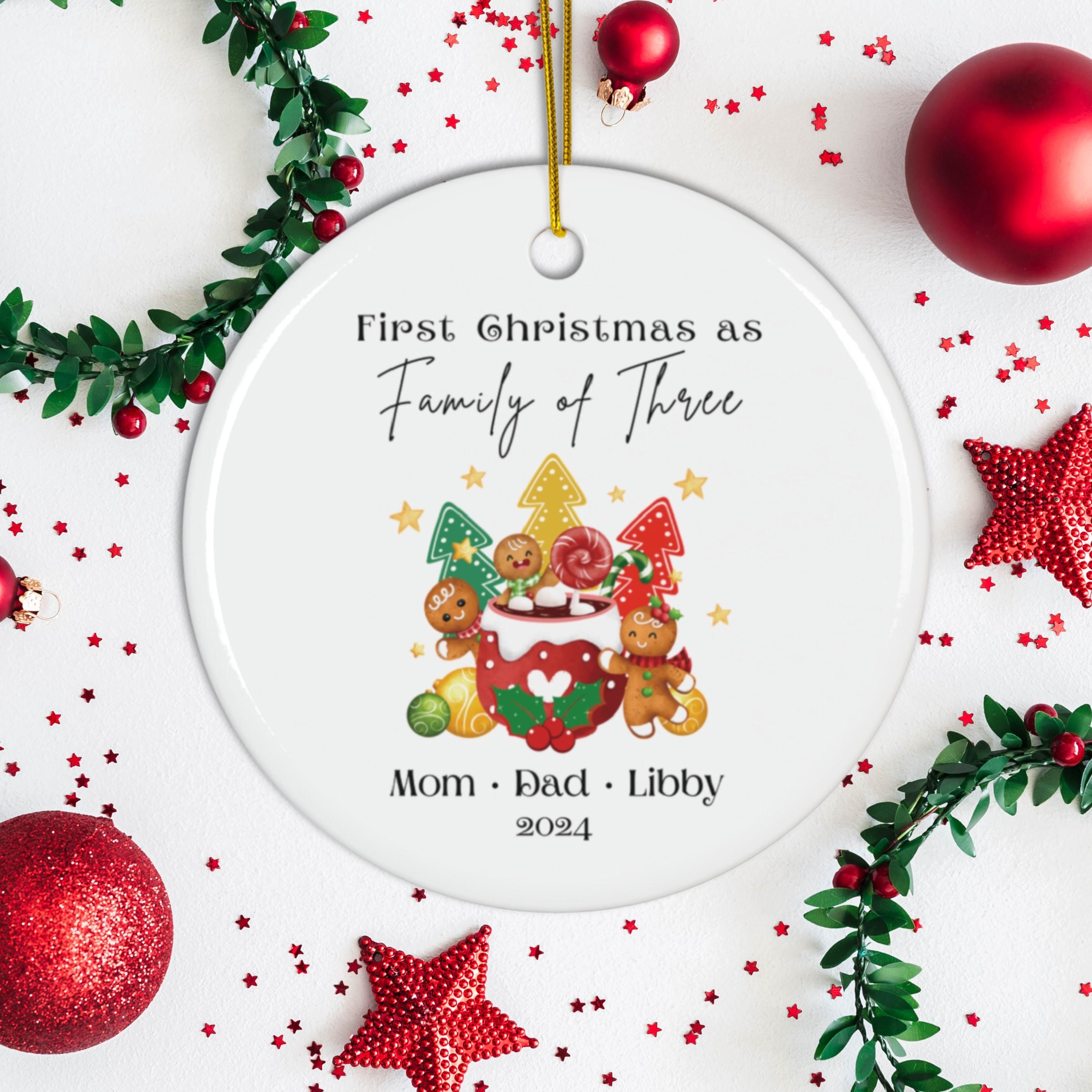 Personalized First Christmas Family of Three Christmas Ornament, New ...
