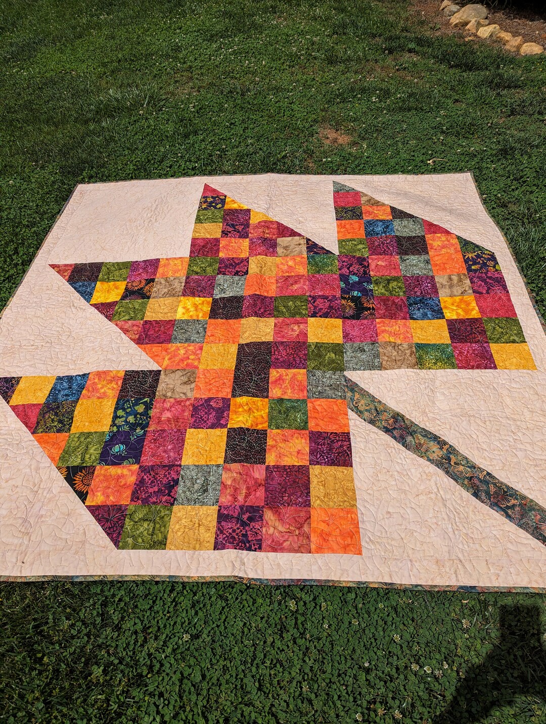 Maple Leaf Quilt -fall Autumn Batik Quilt-hand Dyed Batiks -large Throw ...