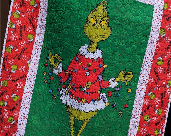 The Grinch-christmas Quilt-quilt With the Grinch-handmade Quilt-throw ...