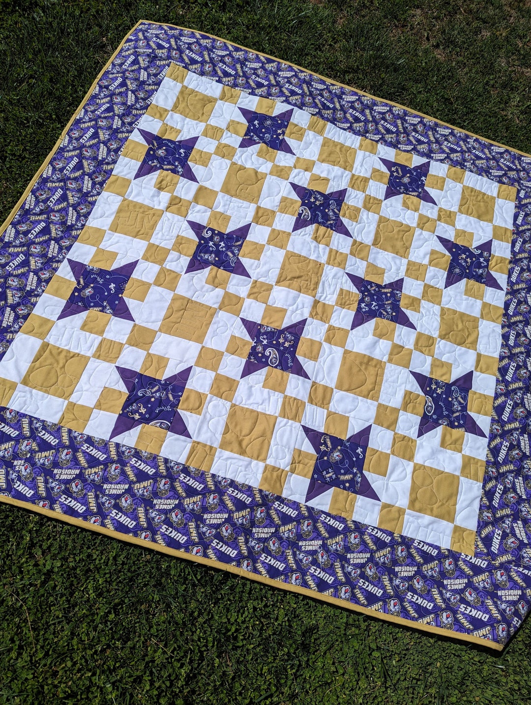 JMU Throw Quilt-james Madison University Star Quilt-collegiate Quilt ...