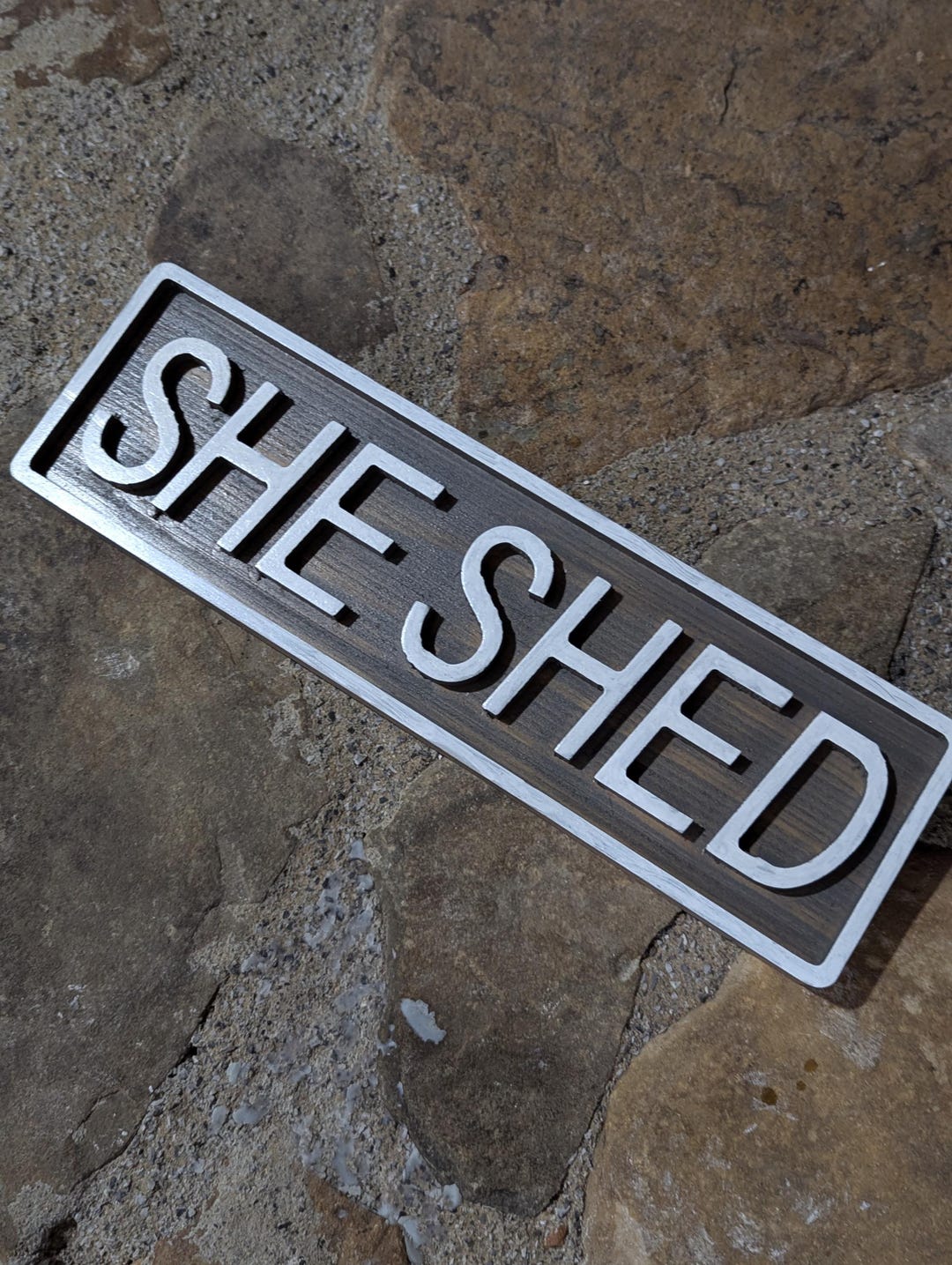 She Shed Sign, Driftwood Gray Wood, White Letters, 3'x11" - Etsy