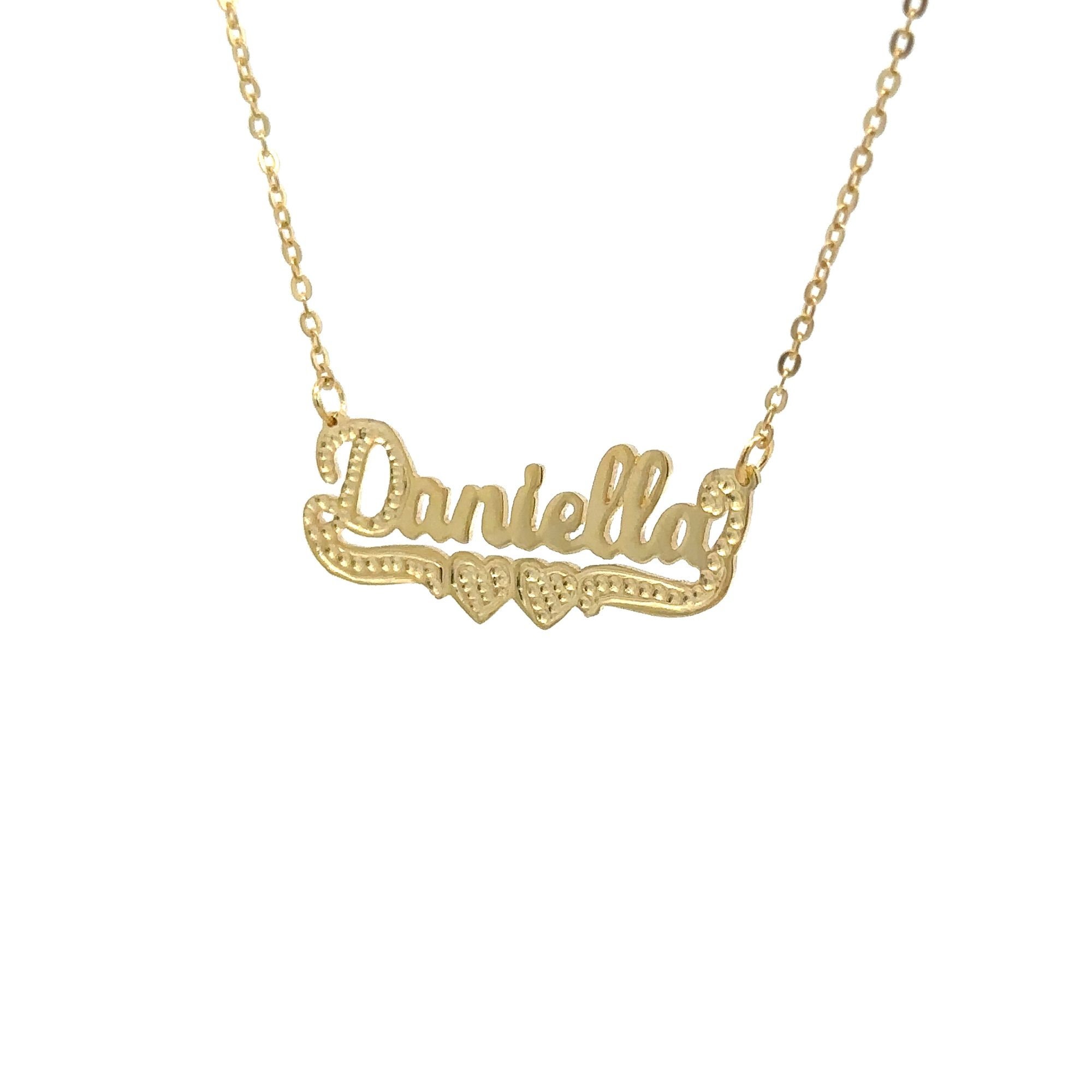 Personalized Two Hearts Nameplate Necklace - Custom Gold Jewelry Gift ...