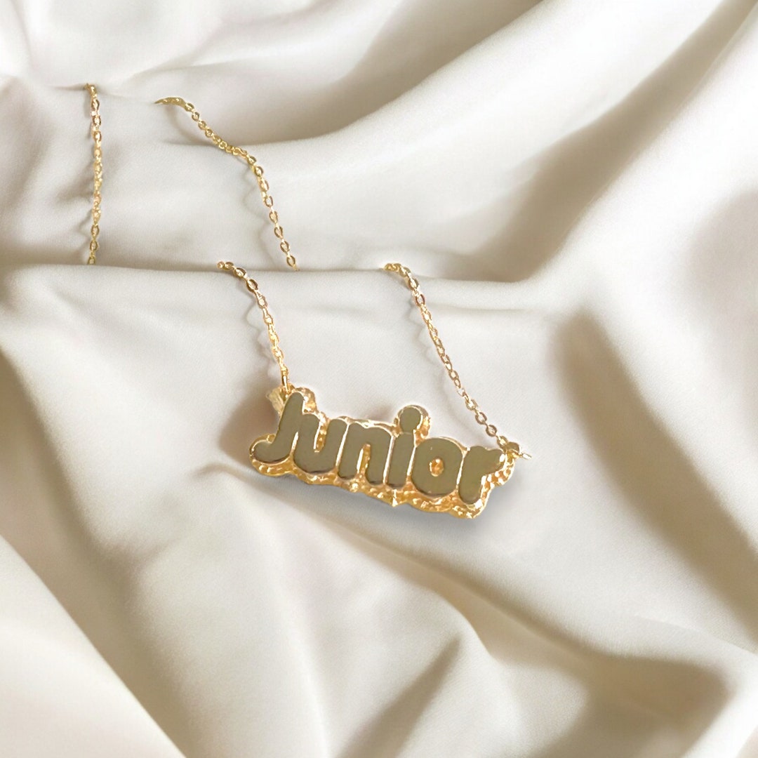 Personalized Double Plate Bubble Letter Nameplate Necklace - Custom ...