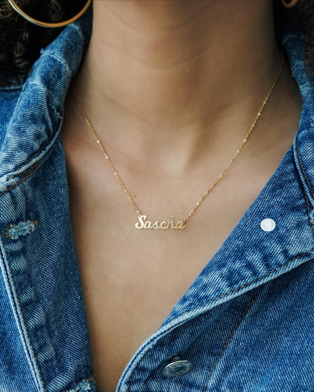 Custom Nameplate Necklace: Sterling Silver, Gold & Rose Gold - Etsy