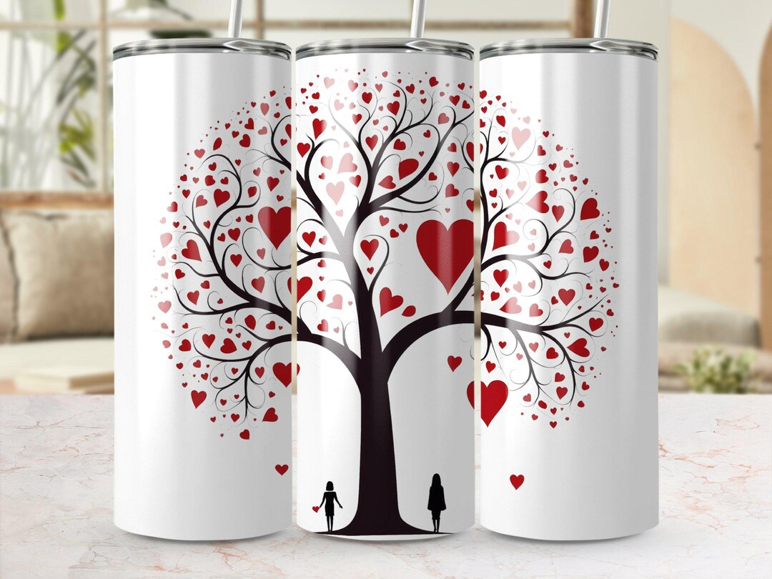 Tree of Hearts Tumbler Wrap, Love Tree Skinny Tumbler PNG, 20oz Tumbler ...