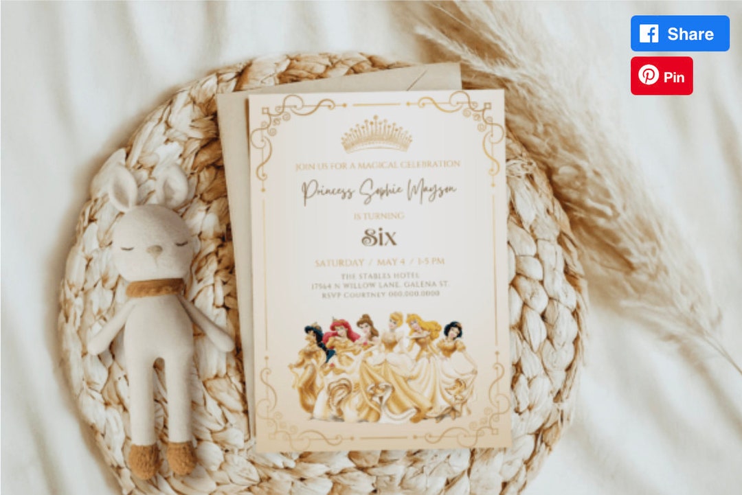 Editable Princess Birthday Canva Template Editable Princess Bday Canva ...