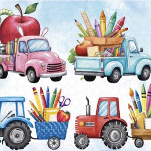 Back to School Transport Clipart PNG Back to School Supplies ...
