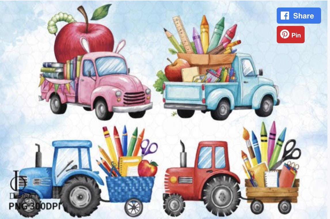 Back to School Transport Clipart PNG Back to School Supplies ...