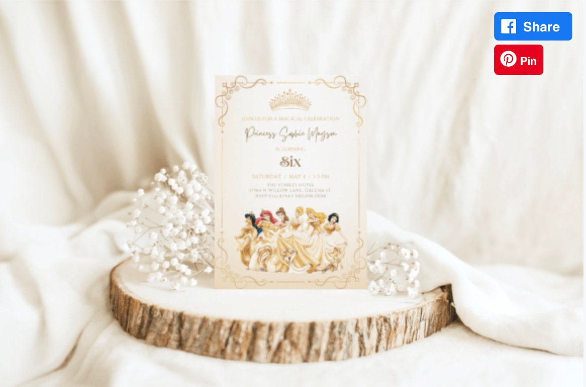 Editable Princess Birthday Canva Template Editable Princess Bday Canva ...