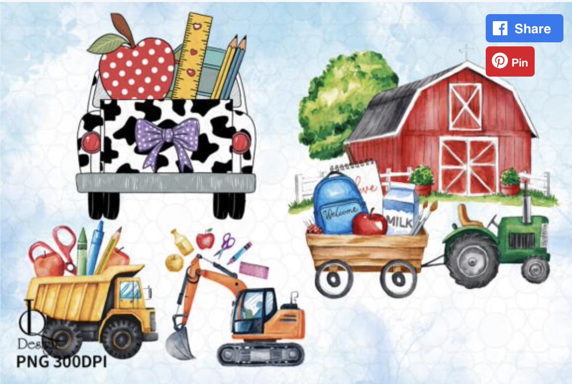 Back to School Transport Clipart PNG Back to School Supplies ...