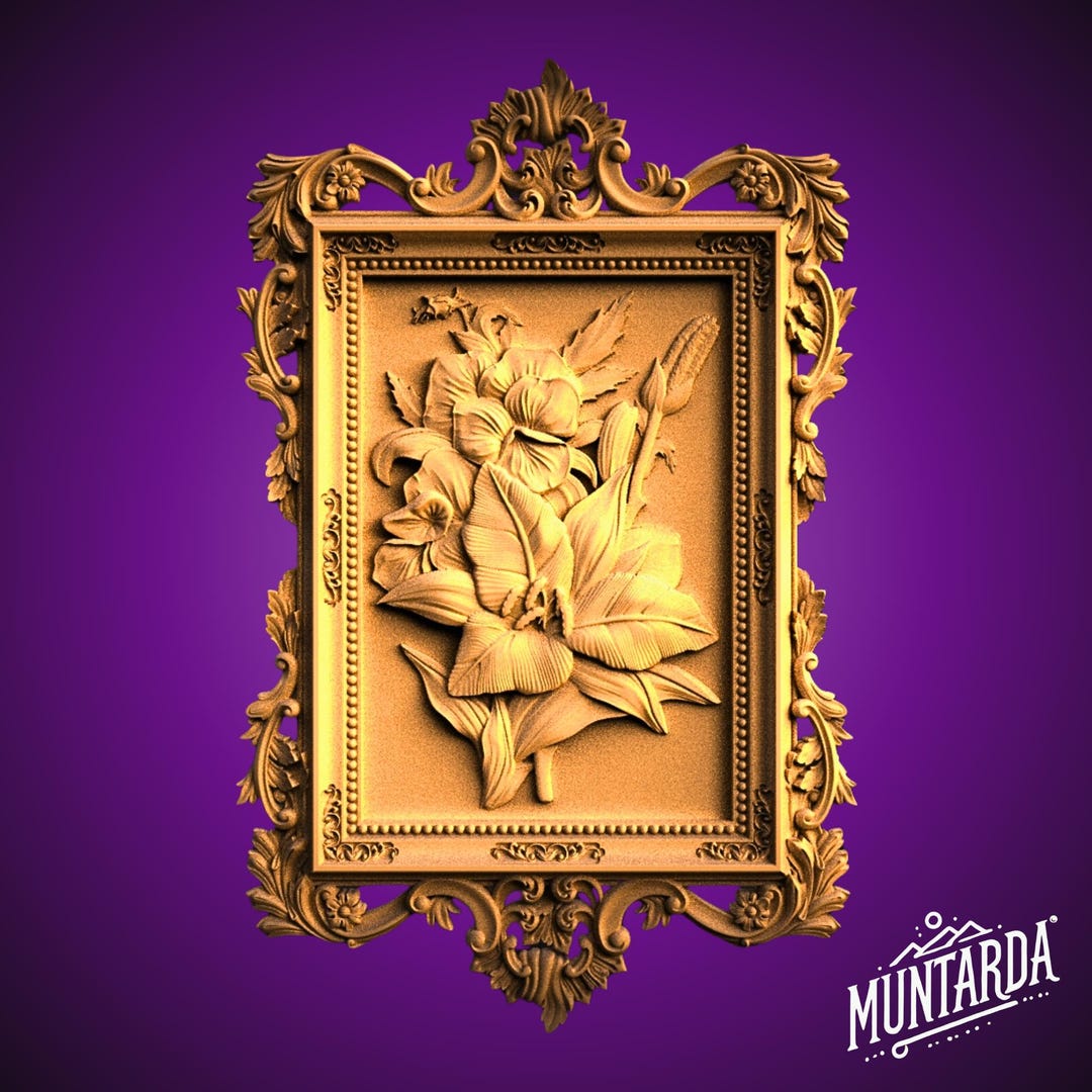 Floral Flourish: STL Model for 3D CNC Router Floral Relief Google Drive ...