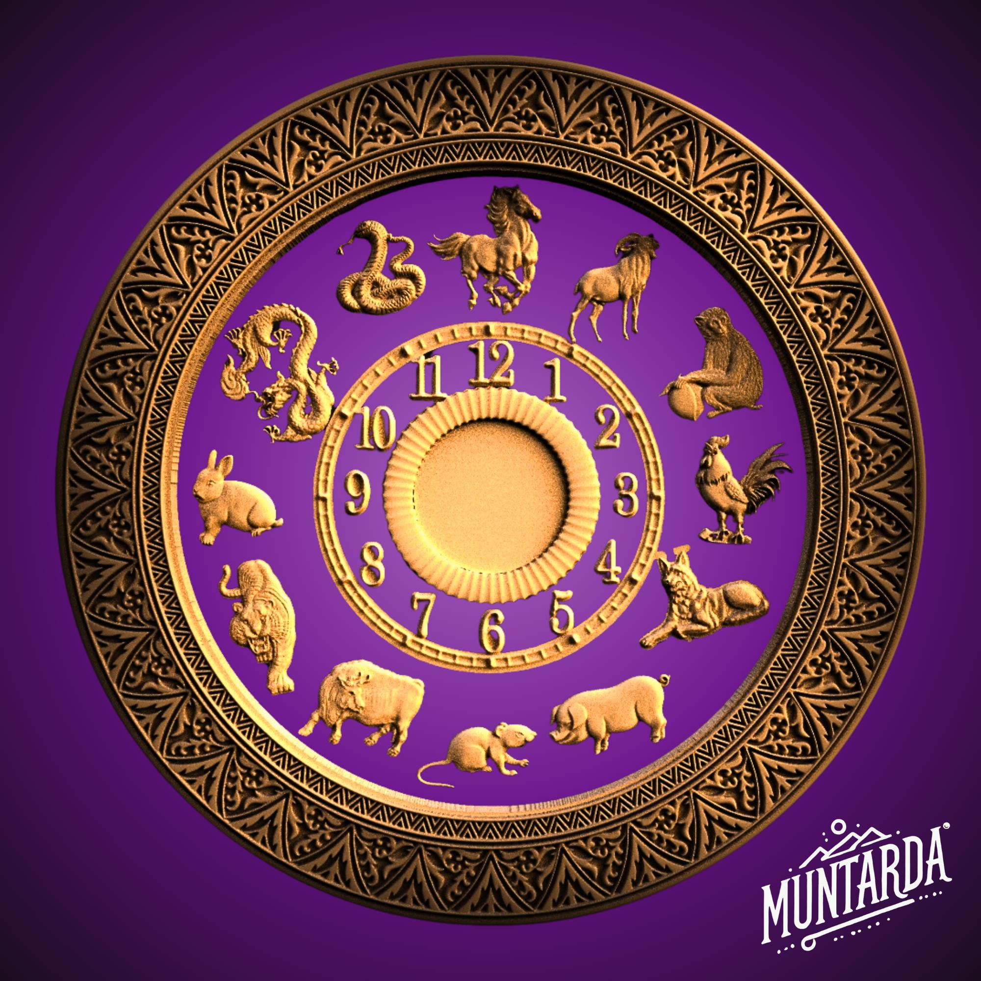 Chinese Zodiac Clock: STL Model for 3D CNC Router - Lunar Calendar ...