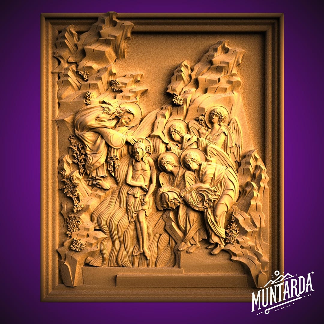 Baptism of Jesus: STL Model for 3D CNC Router Biblical Scene Wall Art ...