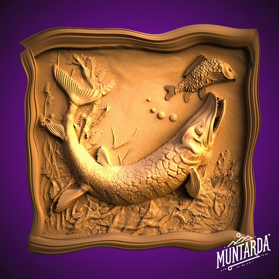 Predator and Prey: STL Model for 3D CNC Router - Underwater Scene Wall ...