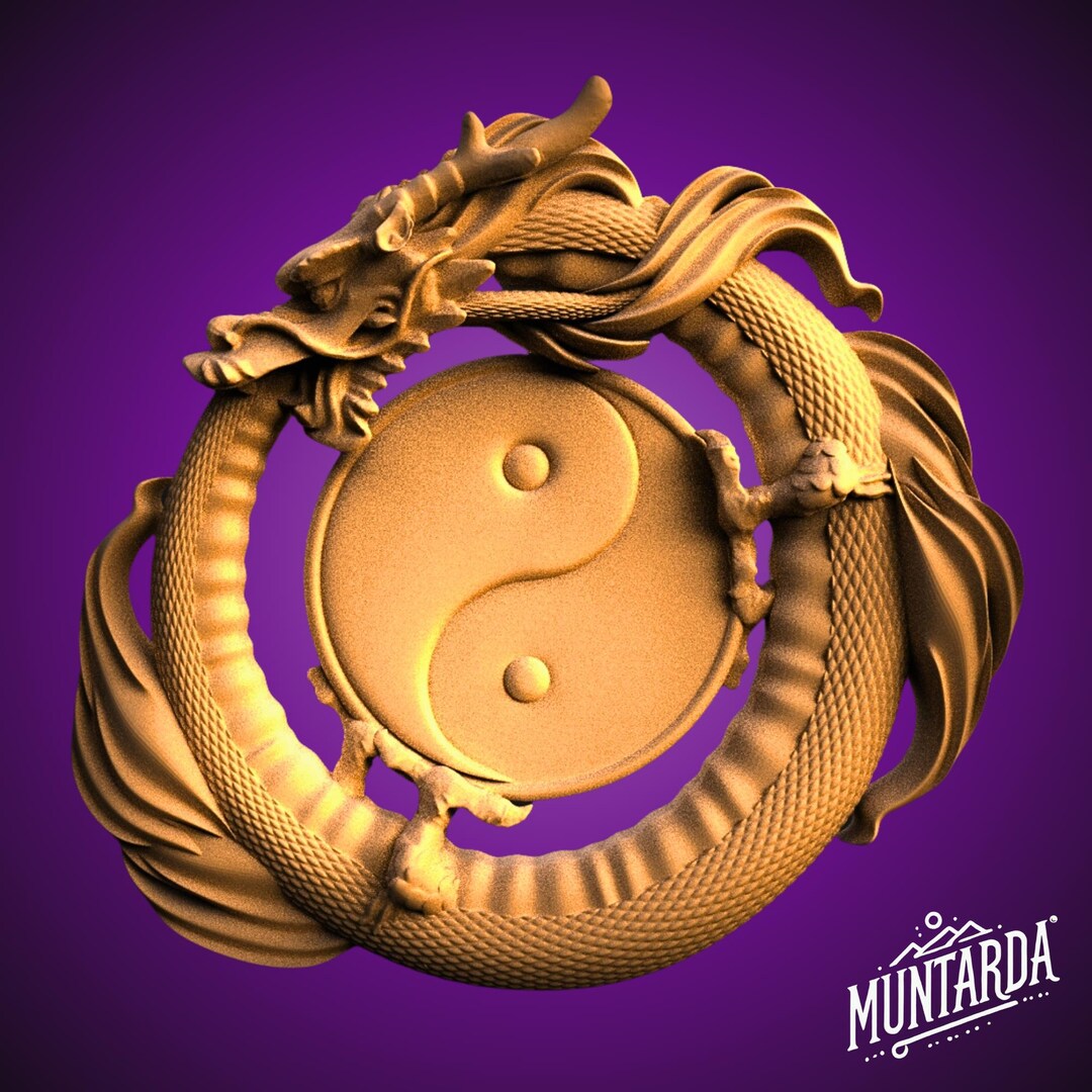 Yin Yang Dragon: STL Model for 3D CNC Router Mythological Scene Relief ...
