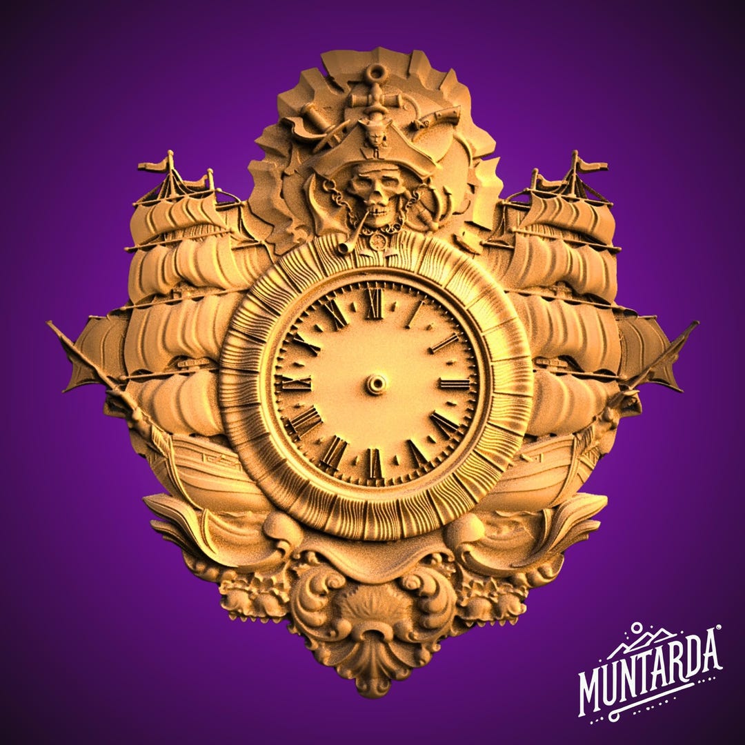Pirate Ship Clock: STL Model for 3D CNC Router - Nautical Adventure ...