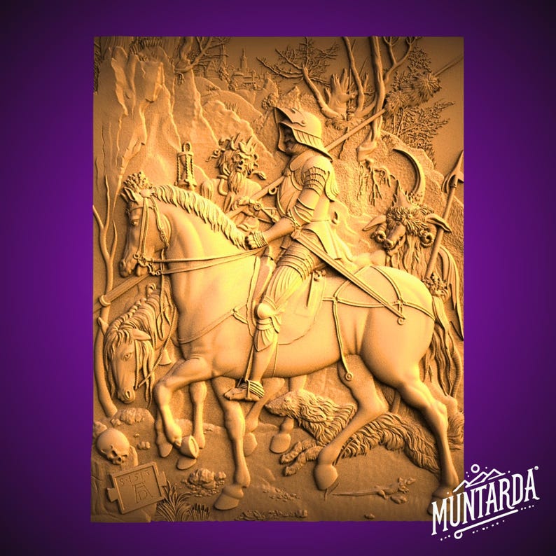 Knight's Journey: STL Model for 3D CNC Router Medieval Scene Wall Art ...