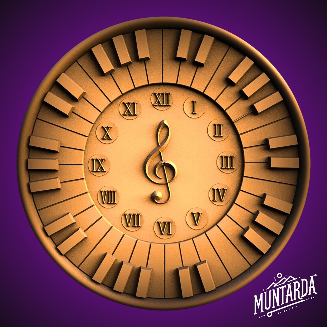 Melodic Harmony Wall Clock: STL Model for 3D CNC Router Musical Theme ...