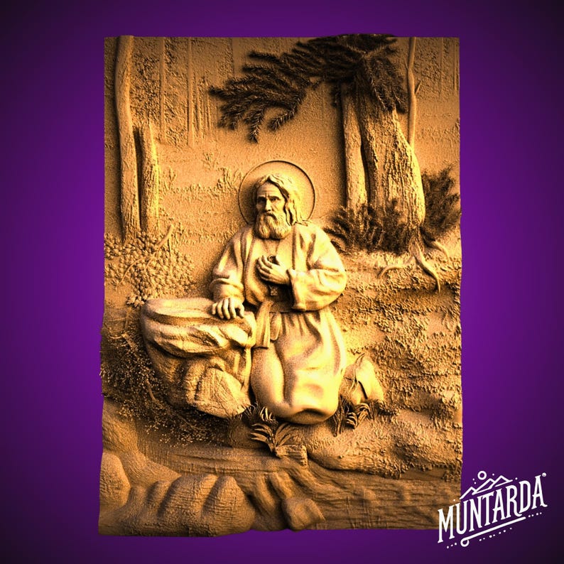 Jesus Praying in the Wilderness: STL Model for 3D CNC Router Biblical ...