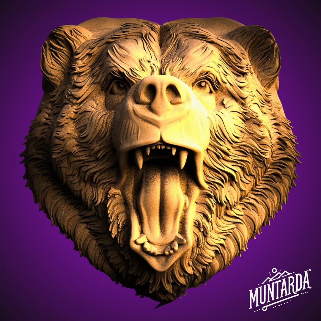Ferocious Bear Bust: STL Model for 3D CNC Router - Wildlife Sculpture ...