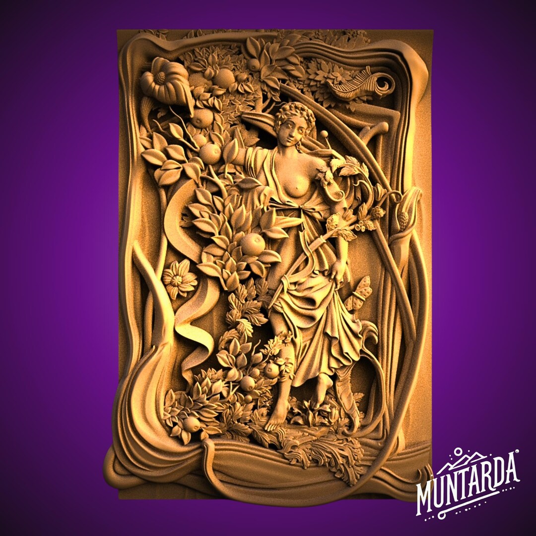 Art Nouveau Harvest: STL Model for 3D CNC Router - Decorative Panel ...