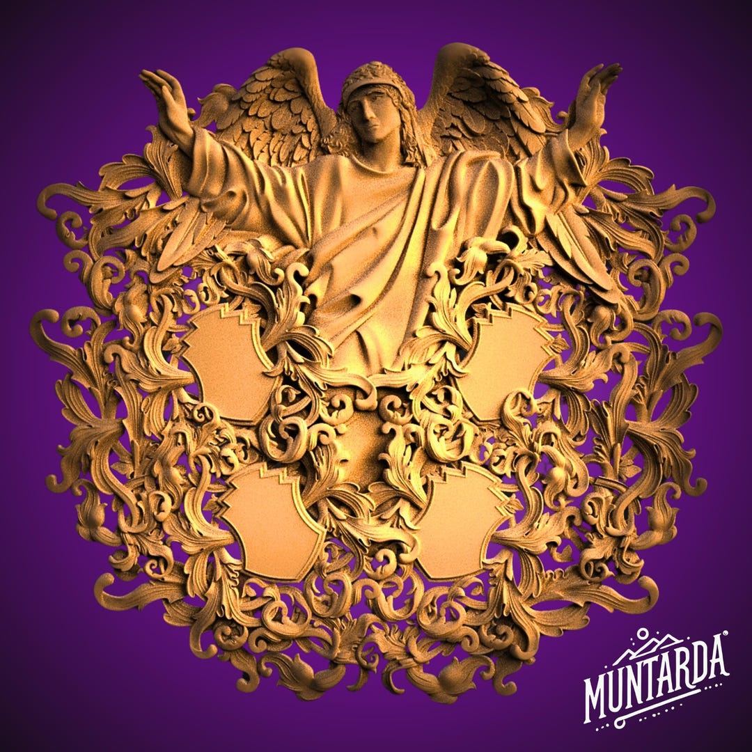 Angelic Family Crest: STL Model for 3D CNC Router Angel With Family ...