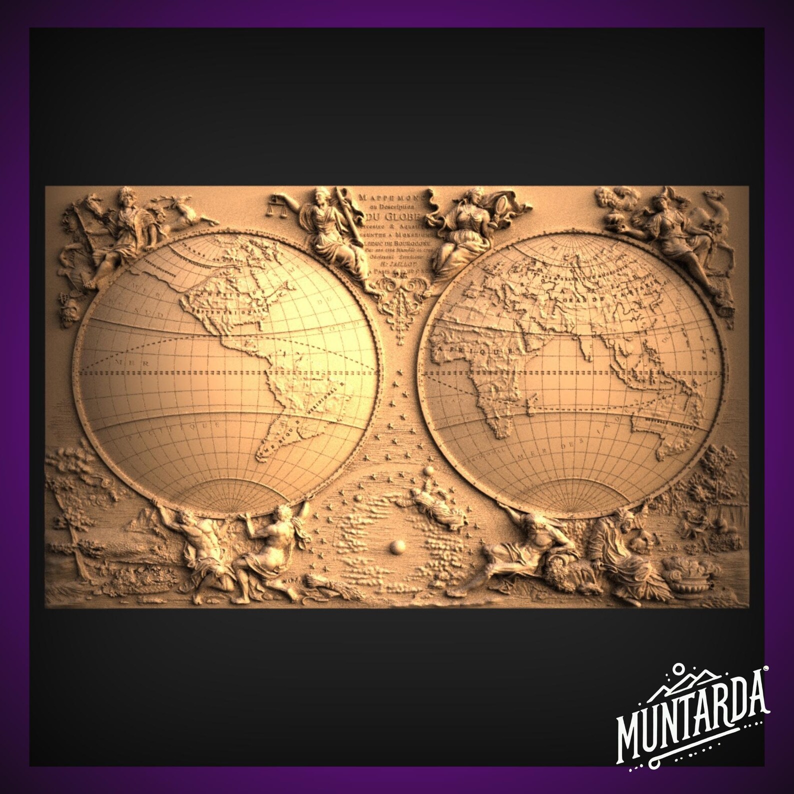World Map Panel: STL Model for 3D CNC Router - Historical World Map ...