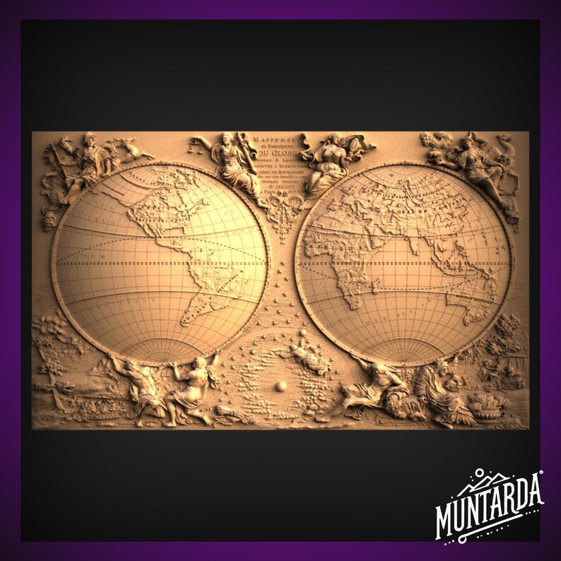 World Map Panel: STL Model for 3D CNC Router - Historical World Map Wall Art - Google Drive ...