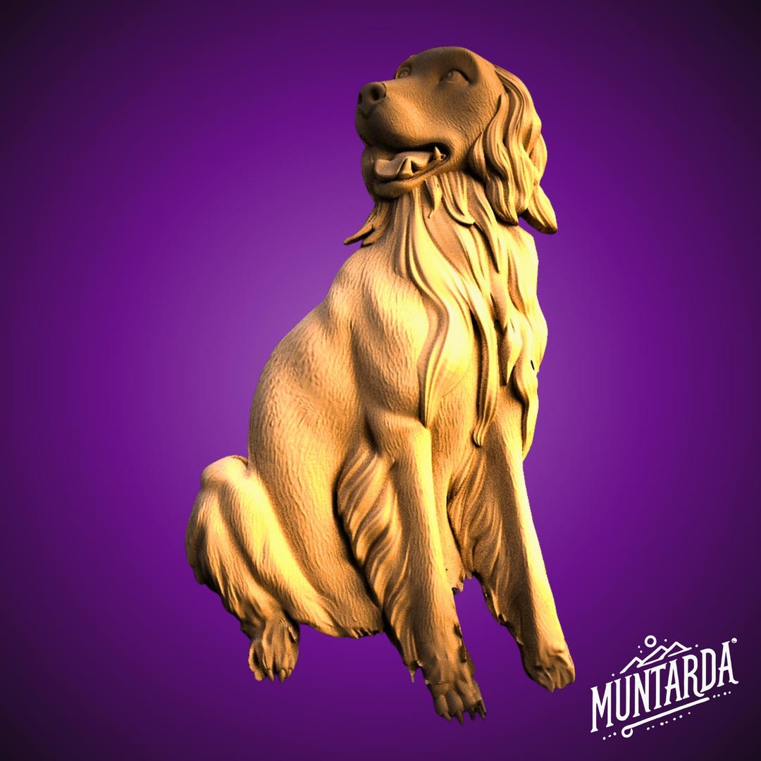Hunting Dog Figurine: STL Model for 3D CNC Router Detailed Canine ...