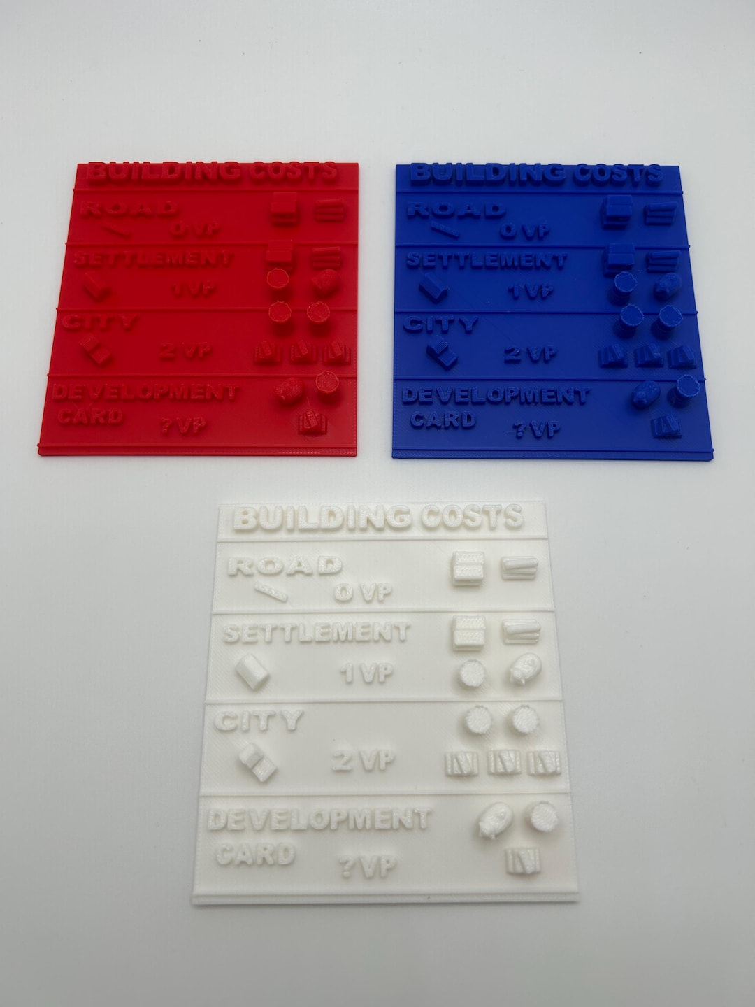 Catan 3D Printed Building Cost Card Base Game - Various Colors! - Etsy