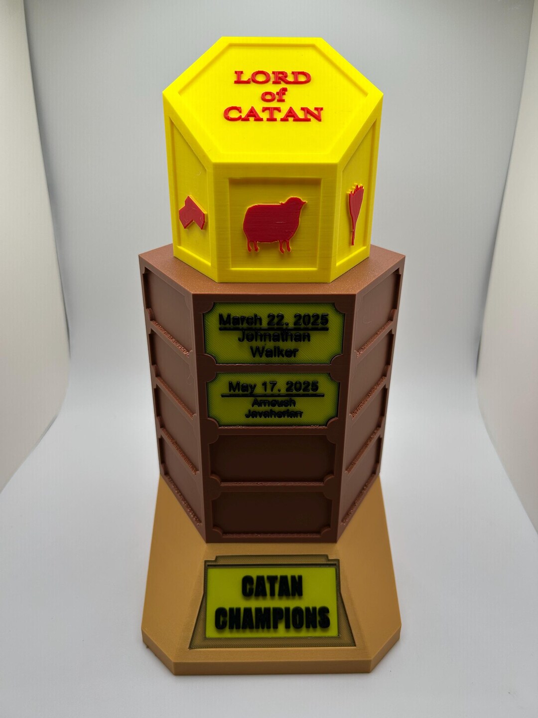 Catan - Lord of Catan Champions Trophy - 3D Printed With Plaque Space ...