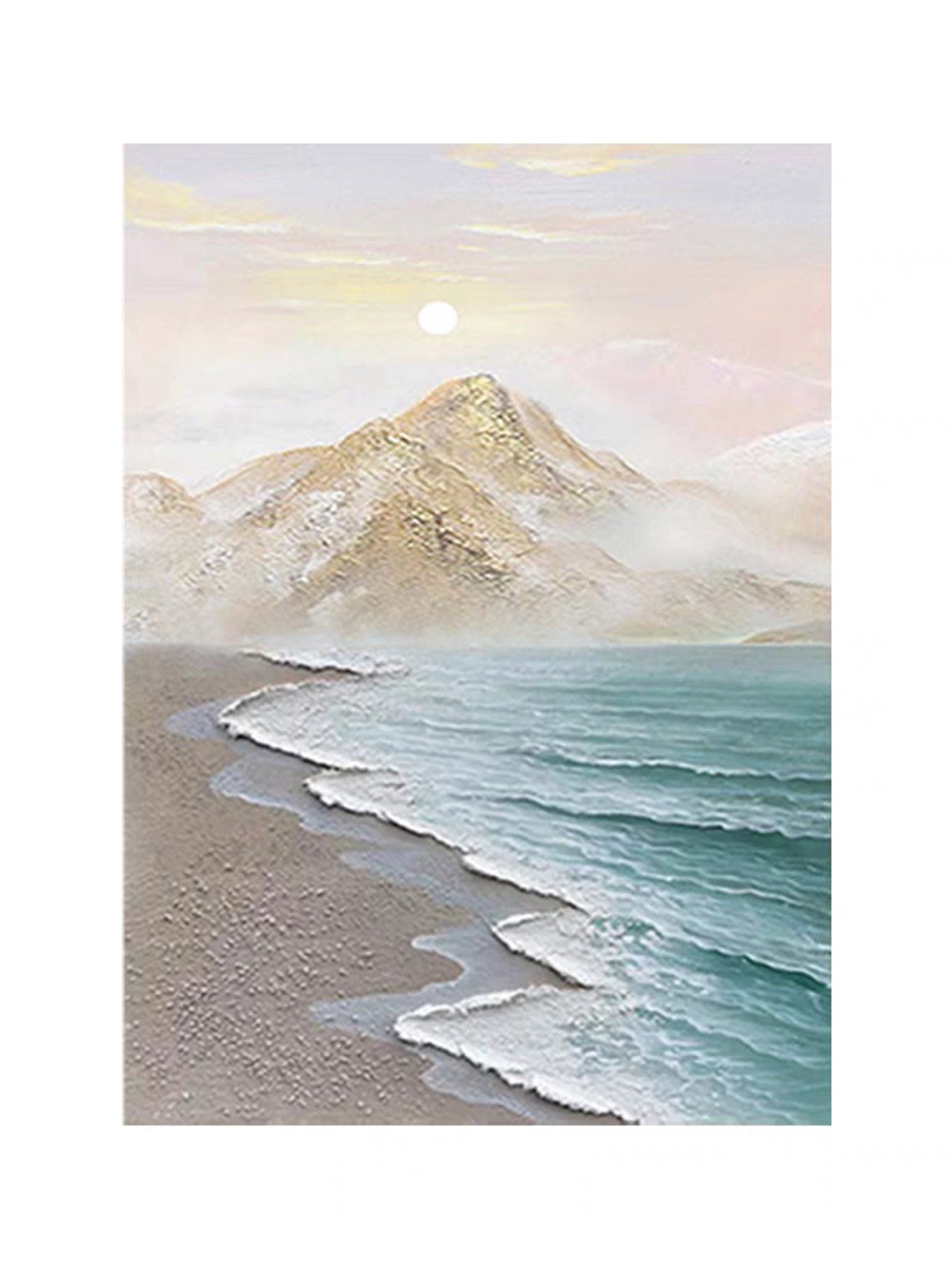 Large Original Sea Level Blue Oil Painting, Large Wall Art Light Blue ...