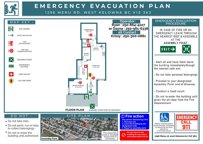 Printable Fire Emergency Evacuation Plan for Your Airbnb | Stay Safe ...