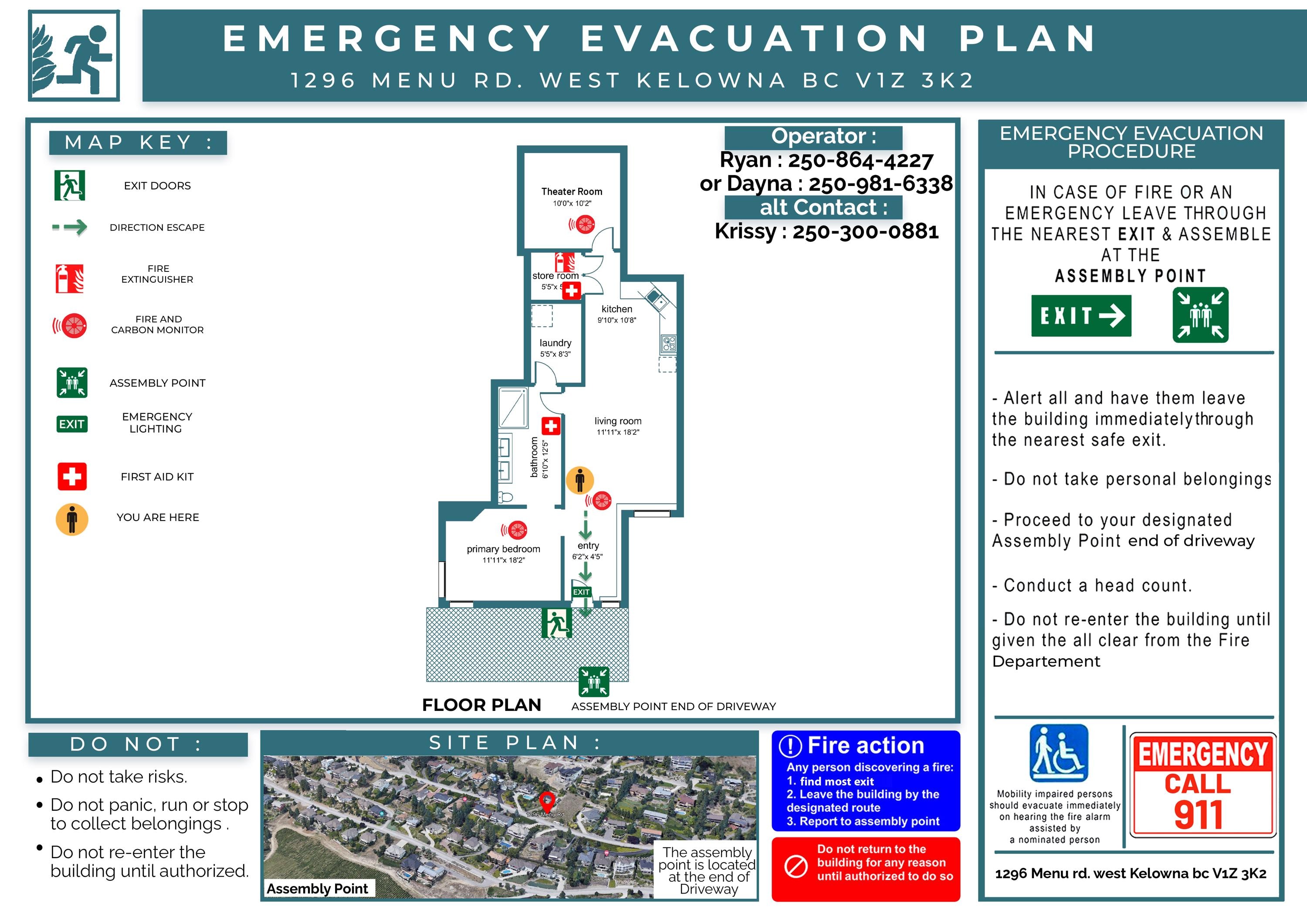 Printable Fire Emergency Evacuation Plan for Your Airbnb Stay Safe With ...