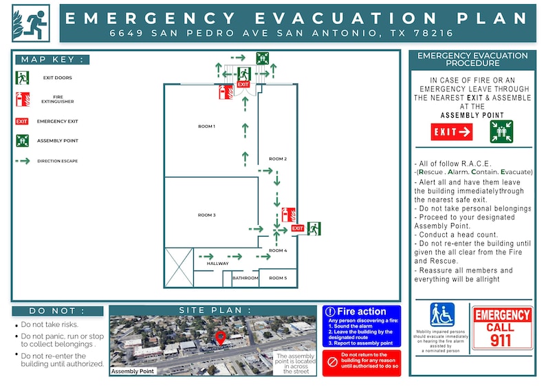 Printable Fire Emergency Evacuation Plan for Your Airbnb | Stay Safe ...