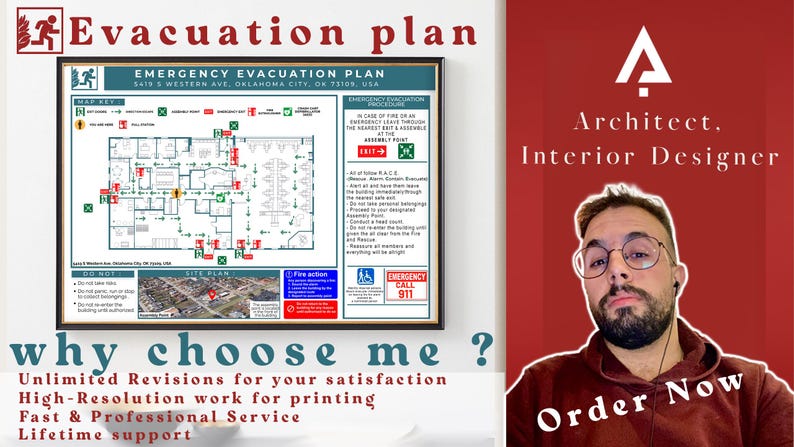 Printable Fire Emergency Evacuation Plan for Your Airbnb Stay Safe With Custom Evacuation Plans ...