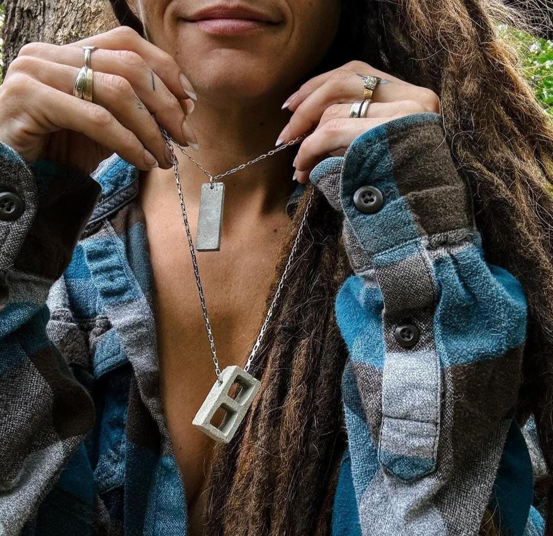 Concrete Cinder Block Angled Necklace - Etsy