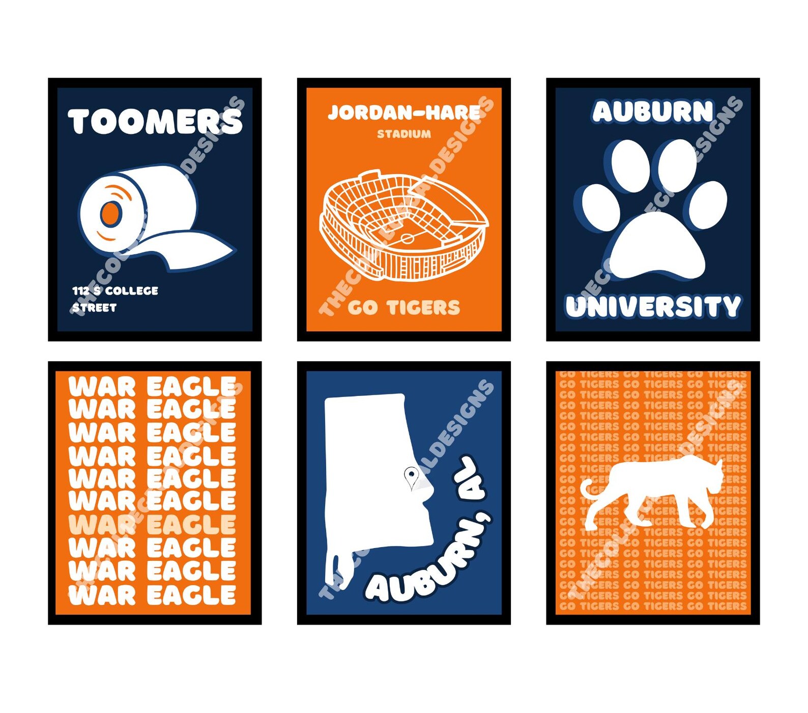 Auburn University Classic Orange and Navy Dorm Decor: Set of 6 - Etsy