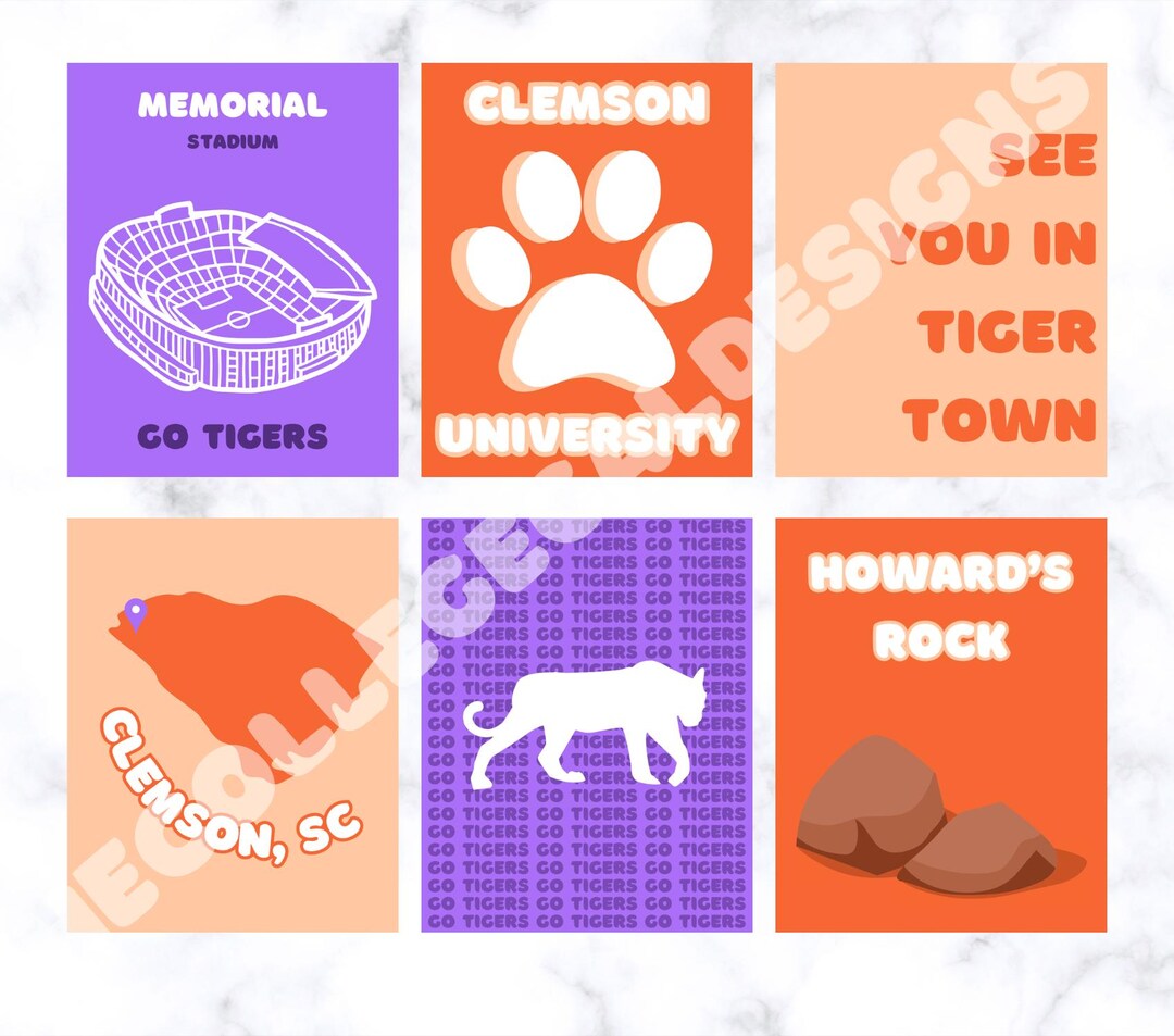 Clemson-inspired Wall Art Set | Bold Orange & Purple Aesthetic Posters | Preppy Digital Prints ...