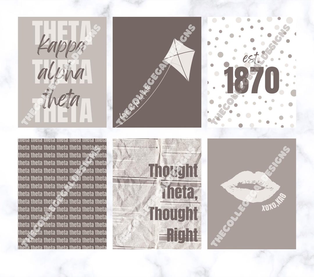 Kappa Alpha Theta Poster Set | Beige Aesthetic Wall Art | Kite ...